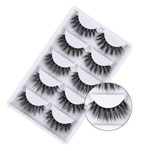 3d false eyelashes, 3d faux mink fake eyelashes handmade dramatic thick crossed cluster false eyelashes black nature fluffy long soft reusable,style 1 (5 pairs)