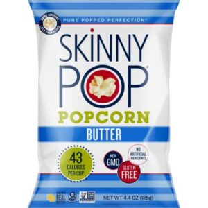 SkinnyPop Butter Popcorn, Gluten Free, Non-GMO, Healthy Popcorn Snacks, Skinny Pop, 4.4oz Grocery Size Bag