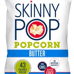 SkinnyPop Butter Popcorn, Gluten Free, Non-GMO, Healthy Popcorn Snacks, Skinny Pop, 4.4oz Grocery Size Bag