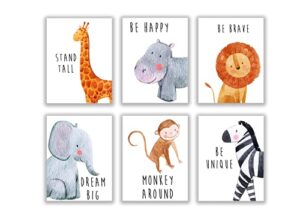 throwback traits safari nursery decor - baby room decor animal pictures for nursery, safari decor, baby wall decor, nursery wall decor, nursery wall art for boys and girls, set of 6 – 8x10 (safari)