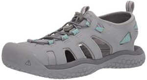 keen womens solr high performance sport closed-toe water sandal shoe, light gray/ocean wave , 10