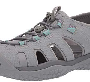 KEEN Womens SOLR High Performance Sport Closed-Toe Water Sandal Shoe, Light Gray/Ocean Wave , 10