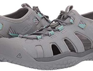 KEEN Womens SOLR High Performance Sport Closed-Toe Water Sandal Shoe, Light Gray/Ocean Wave , 10