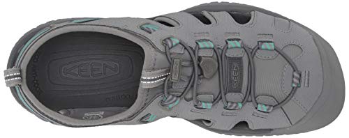 KEEN Womens SOLR High Performance Sport Closed-Toe Water Sandal Shoe, Light Gray/Ocean Wave , 10