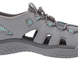 KEEN Womens SOLR High Performance Sport Closed-Toe Water Sandal Shoe, Light Gray/Ocean Wave , 10