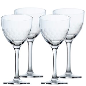 Amehla "Hive Glass Honeycomb Nick & Nora Cocktail Glasses, 5oz Coupe Martini, Manhattan, Bee's Knees Craft Cocktails Glass (Pack of 4)