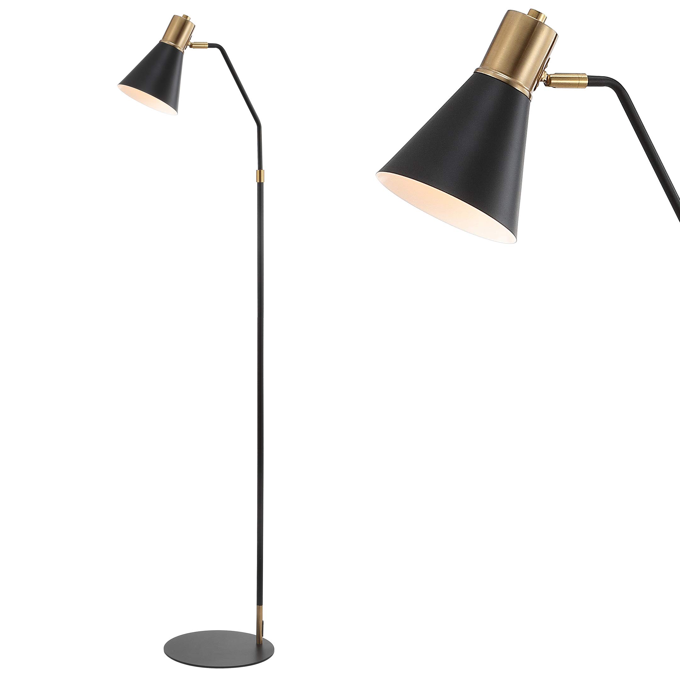 JONATHAN Y JYL6130A Apollo 61" Modern Metal LED Task Floor Lamp, 2700K, Contemporary, Glam, Scandinavian, Minimalist, Modern, Midcentury, Transitional, Office, Living Room, Bedroom, Black/Brass Gold