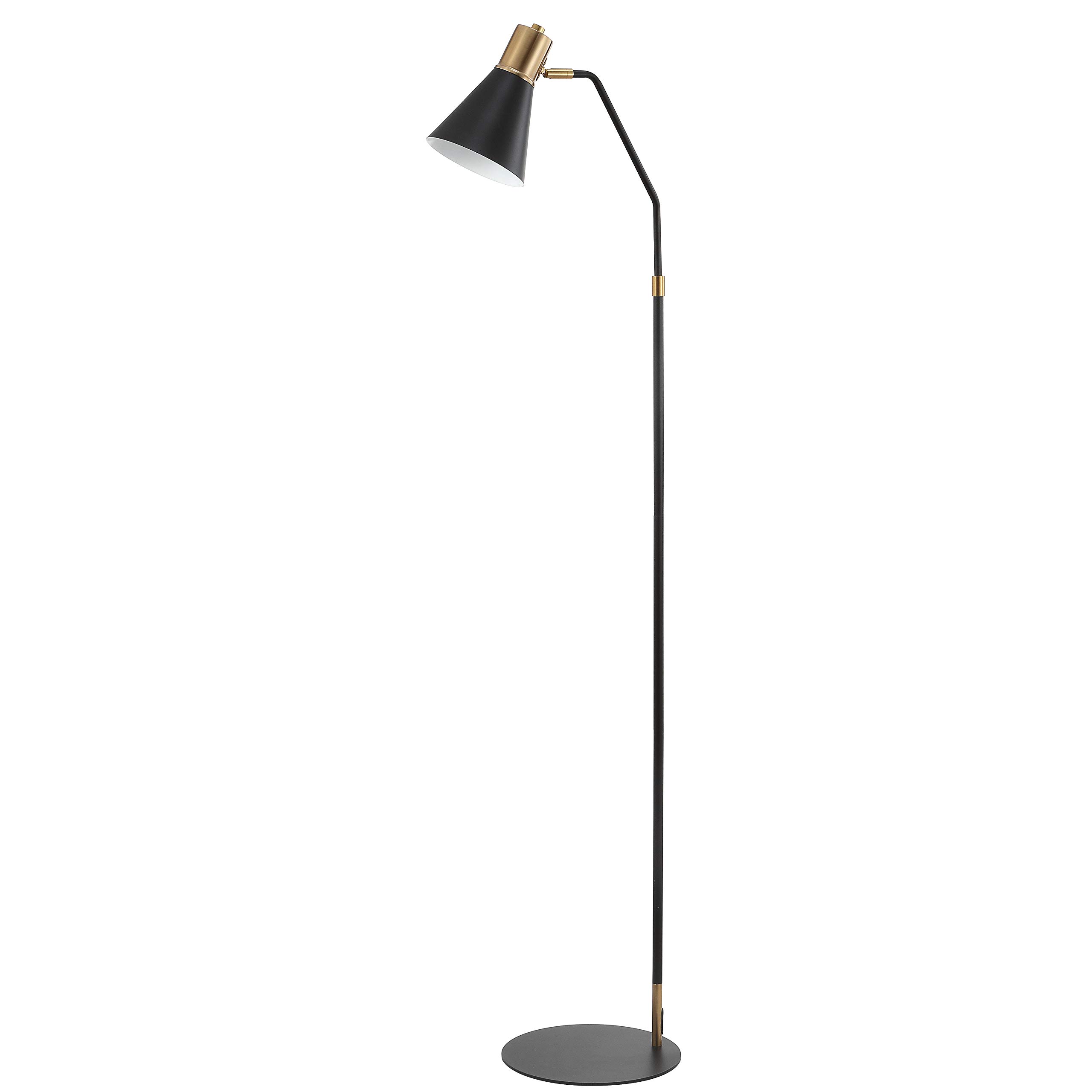 JONATHAN Y JYL6130A Apollo 61" Modern Metal LED Task Floor Lamp, 2700K, Contemporary, Glam, Scandinavian, Minimalist, Modern, Midcentury, Transitional, Office, Living Room, Bedroom, Black/Brass Gold