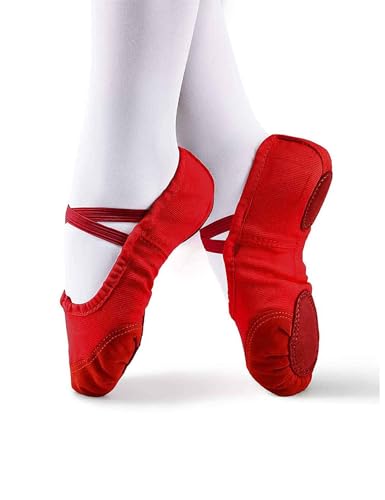 Daydance Red Kids Ballet Shoes Girls Split Sole Ballet Slippers Dance Flats