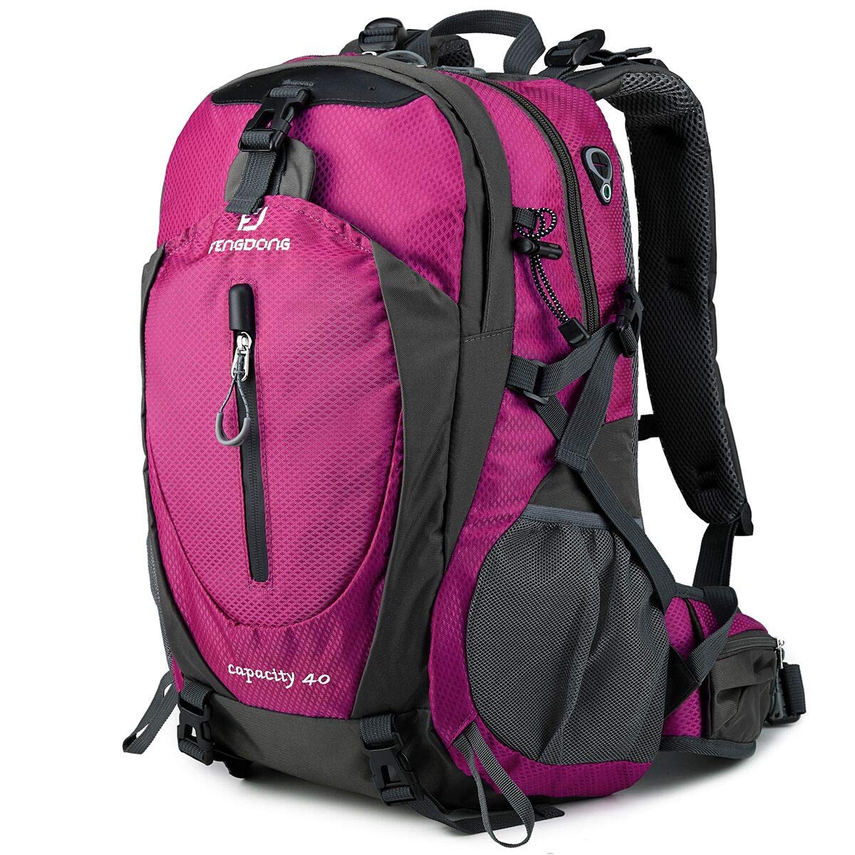 FENGDONG 40L Waterproof Lightweight Outdoor Daypack Hiking,Camping,Travel Backpack for Women Men Pink