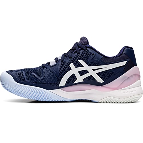 ASICS Women's Gel-Resolution 8 Clay Tennis Shoes, 7, Peacoat/White