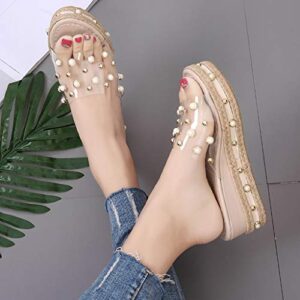 Clearance!Fashion Ladies Platform Wedge Platform Waterproof Platform Pearl Sandals,BBesty Women's Shoes,For Casual,Travel