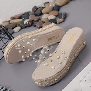 Clearance!Fashion Ladies Platform Wedge Platform Waterproof Platform Pearl Sandals,BBesty Women's Shoes,For Casual,Travel