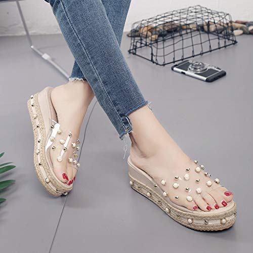 Clearance!Fashion Ladies Platform Wedge Platform Waterproof Platform Pearl Sandals,BBesty Women's Shoes,For Casual,Travel