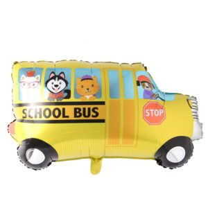 big toy car foil ballon kids baby shower boy tank plane ambulance bus fire truck birthday party decoration train cars balloons (school bus)