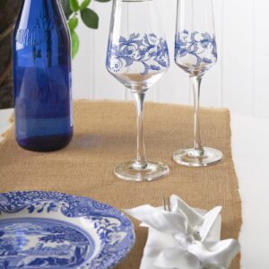 Portmeirion Spode Blue Italian Stemless Wine Glasses | Set of 4 | 19-Ounce Capacity | Red or White Wine Glass | Tumblers for Water, Cocktails, and Other Beverages