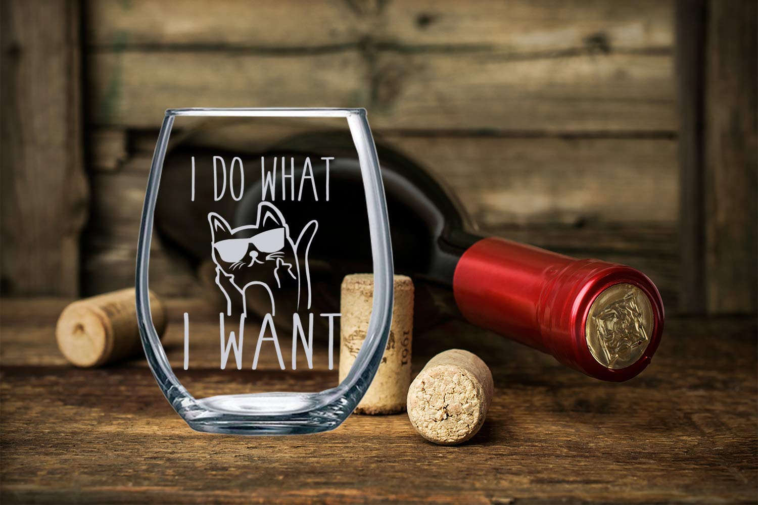 I Do What I Want - Funny 15oz Stemless Crystal Wine Glass - Fun Wine Glasses with Sayings Gifts for Women