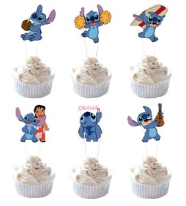 party hive 24pc stitch cupcake toppers for kids birthday party event decor