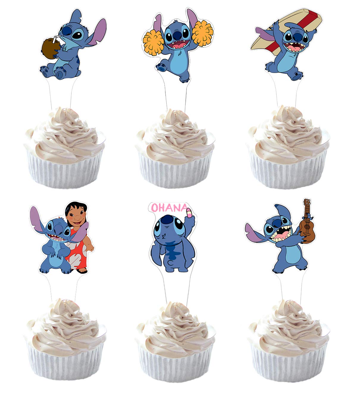 Party Hive 24pc Stitch Cupcake Toppers for Kids Birthday Party Event Decor