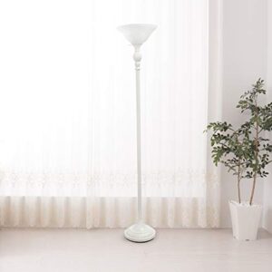 Elegant Designs LF2001-WHT 1 Light Torchiere Marbleized White Glass Shade Floor Lamp,