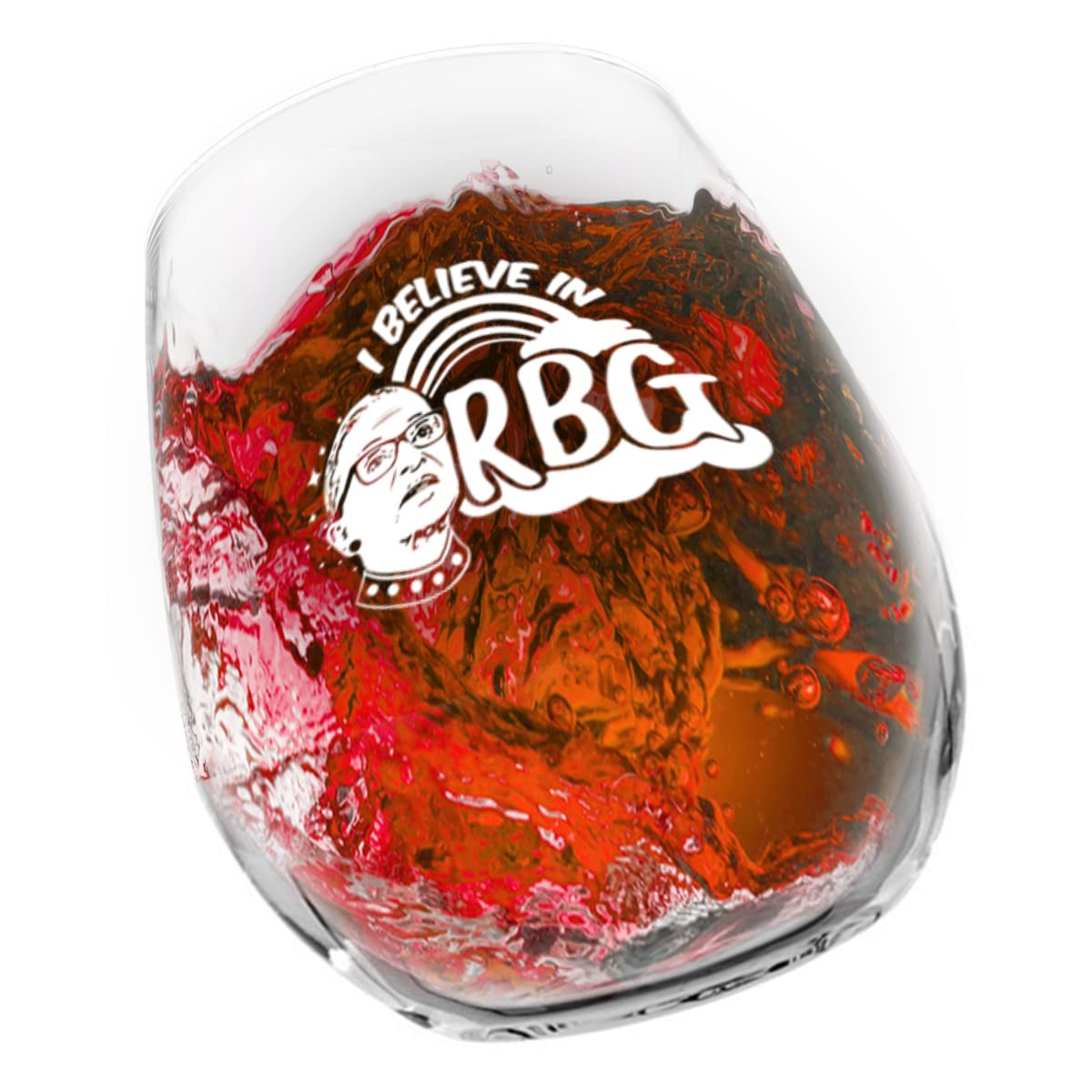 Set of 4 Ruth Bader Ginsburg Wine Glasses (15 oz) | Birthday Present for RBG Fan| Unique Patriotic Glassware Celebrating Women’s Rights | Funny & Humorous Feminist Gifts for Women | Made in USA