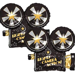 Set of 2 Lights Camera Action Movie Camera 32" Foil Party Balloons by Anagram