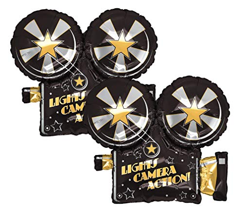 Set of 2 Lights Camera Action Movie Camera 32" Foil Party Balloons by Anagram