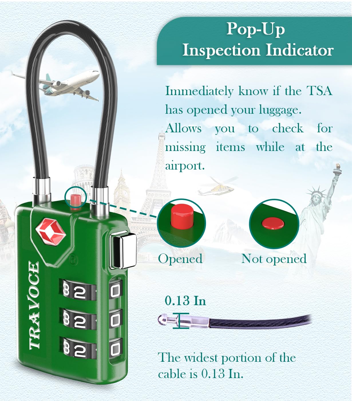 TSA Approved Luggage Locks, Travel Locks Which Also Work Great as Gym Locks, Toolbox Lock, Backpack and More 1,2,4,6 &10 pk (Army Green)