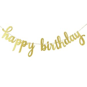 gold glitter happy birthday banner happy birthday gold banner, gold happy birthday sign for gold birthday party banner decorations