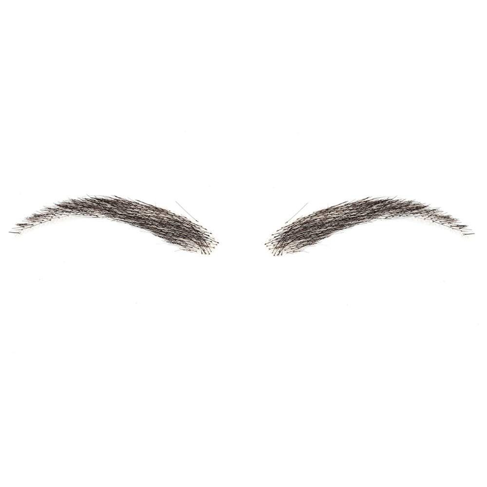 False Eyebrows, CliCling Human Hair Artificial Real Hair Handmade Crochet False Brows Invisible Realistic Natural Fake Eyebrows(Black)