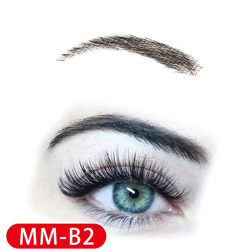 False Eyebrows, CliCling Human Hair Artificial Real Hair Handmade Crochet False Brows Invisible Realistic Natural Fake Eyebrows(Black)