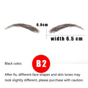 False Eyebrows, CliCling Human Hair Artificial Real Hair Handmade Crochet False Brows Invisible Realistic Natural Fake Eyebrows(Black)