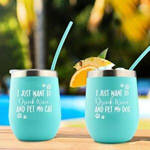 Gift for Dog Lovers | 12 oz Stainless Steel Stemless Tumbler with Premium Lid & Straw | Birthday, Christmas Gifts for Dog Mom, Fur Mama, Grandma, Pet Lover, Women