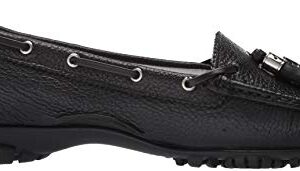 MARC JOSEPH NEW YORK Women's Leather Made in Brazil Spring Street Golf Shoe, Black Tumbled Grainy, 11 M US