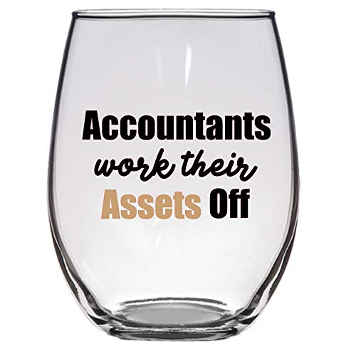 Accountants Work their Assets Off 21 Oz Wine Glass, Tax Prep Gift