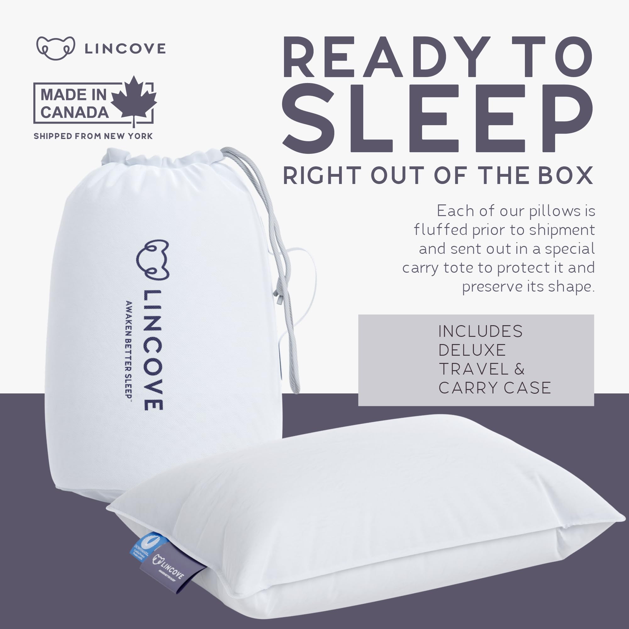 Lincove Canadian Down Toddler Pillow for Sleeping - Perfect for Kids Travel Pillow, Nap Time, Toddler Cot, Crib, Bed - 800 Fill Power, 100% Cotton Shell, 400 Thread Count (13 x 18)