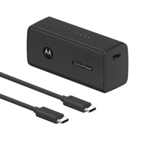 motorola turbopower pack 5000- ultra compact, usb-pd and qc3.0 power bank for moto g power/stylus/fast, razr, edge/edge+, one fusion+/vision+/zoom, g7 play/power/optimo maxx/supra