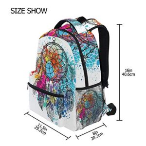 Colorful Splash Dreamcatcher Backpacks Travel Laptop Daypack School Bags for Teens Men Women