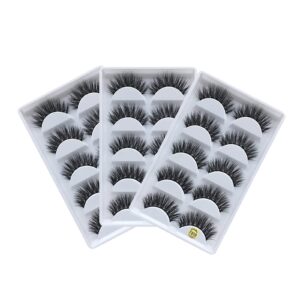 hiprettyus 15 pairs 3d mink false lashes, wholesale handmade reusable 3d faux mink fake eyelashes, wispy long full natural pack…