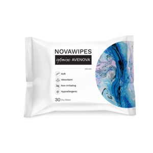 novawipes by avenova – soft, strong, hypoallergenic, non-irritating, durable, absorbent, multi-layer dry wipes for use when applying avenova spray (30 count)