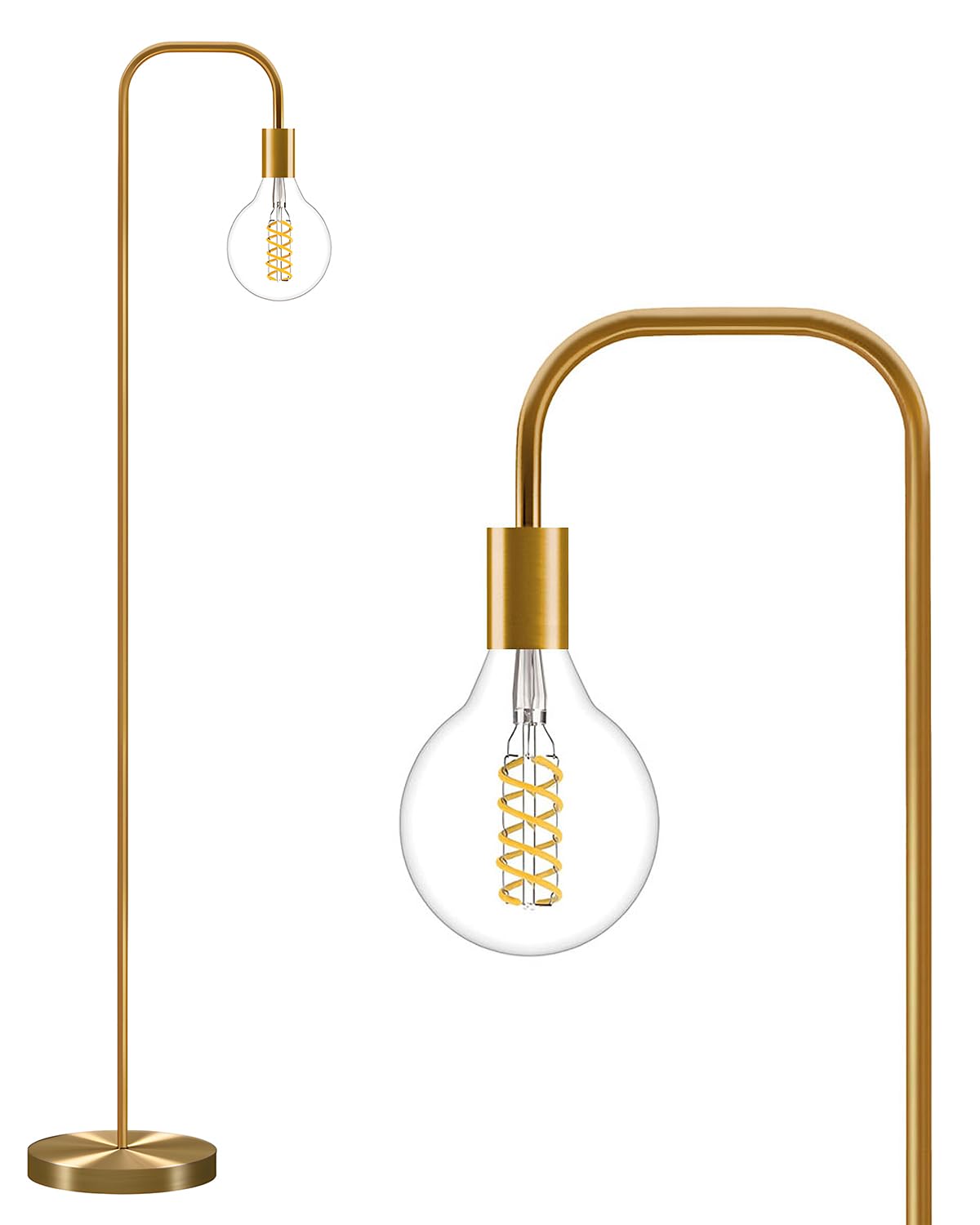 Oneach 63.75'' Industrial Antique Brass Gold Minimalist Floor Lamp for Living Room, Bedroom and Office