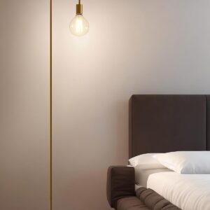 Oneach 63.75'' Industrial Antique Brass Gold Minimalist Floor Lamp for Living Room, Bedroom and Office