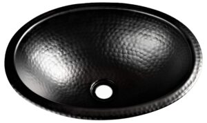 monarch abode 19103 matte black hand hammered oval drop-in bathroom vanity sink (17 inches)