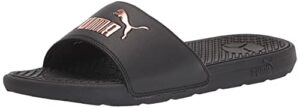 puma womens cool cat slide sandal, puma black-rose gold, 9 us