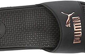 PUMA womens Cool Cat Slide Sandal, Puma Black-rose Gold, 9 US