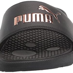 PUMA womens Cool Cat Slide Sandal, Puma Black-rose Gold, 9 US