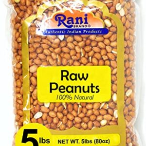 Rani Peanuts, Raw Whole With Skin (uncooked, unsalted) 80oz (5lbs) 2.27kg Bulk ~ All Natural | Vegan | Kosher | Gluten Friendly | Fresh Product of USA ~ Spanish Grade Groundnut/Red-skin