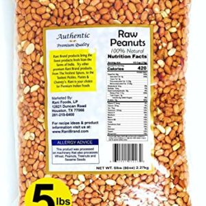 Rani Peanuts, Raw Whole With Skin (uncooked, unsalted) 80oz (5lbs) 2.27kg Bulk ~ All Natural | Vegan | Kosher | Gluten Friendly | Fresh Product of USA ~ Spanish Grade Groundnut/Red-skin