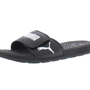 PUMA Women's Cool Cat Hook and Loop Slide Sandal, Black/White, 10 M US