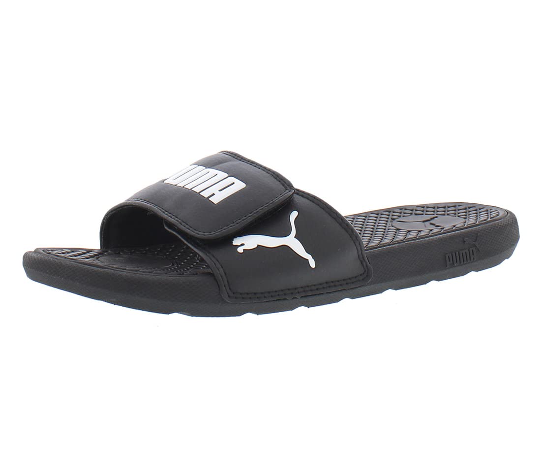 PUMA Women's Cool Cat Hook and Loop Slide Sandal, Black/White, 10 M US